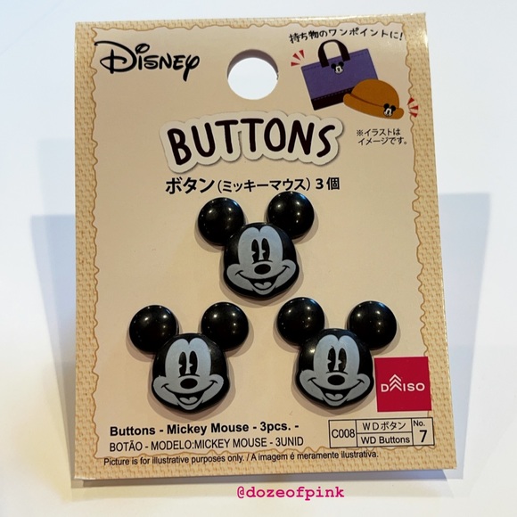 Disney | Accessories | Disney Mickey Mouse Black White Buttons Set ...